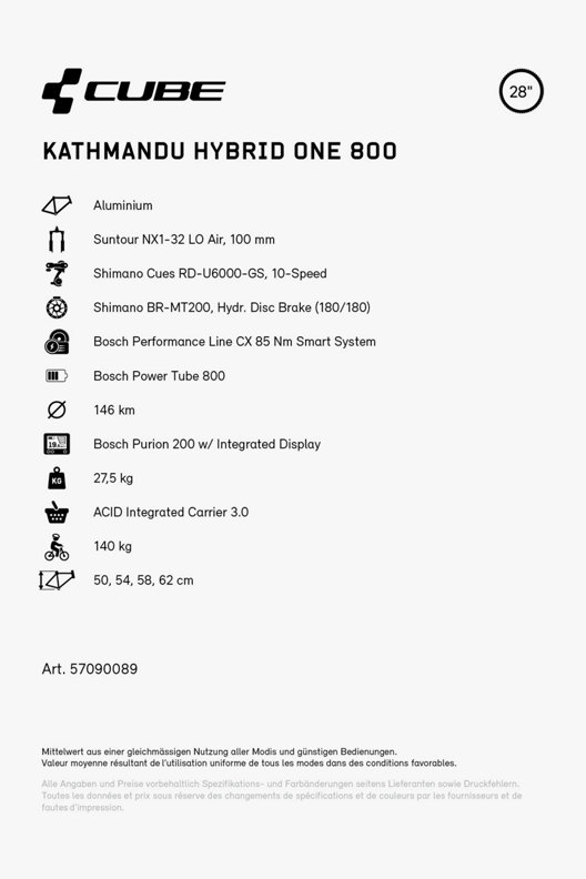 CUBE Kathmandu Hybrid ONE 800 28 E-Bike in 62 | ochsnersport.ch