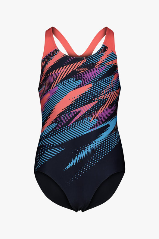 speedo Digital Placement Splashback Mädchen Badeanzug in schwarz ...